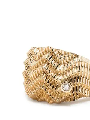 Yvonne Léon 9kt Yellow Diamond Wave Ring