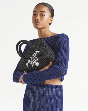 Prada Small Crochet Tote - Black