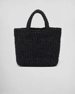 Prada Small Crochet Tote - Black
