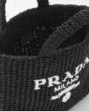 Prada Small Crochet Tote - Black