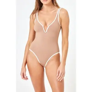 L*Space LSPACE Coco One-piece Swimsuit Saddle/ Cream