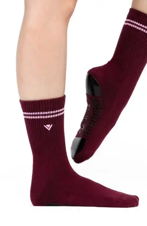 AREBESK 2-pack Crew Grip Socks - Black/burgundy