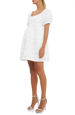Endless Rose Texture Puff Sleeve Mini Dress