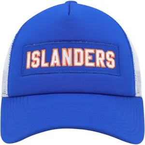 Adidas White New York Islanders Team Plate Trucker Snapback Hat