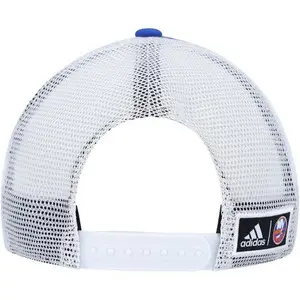 Adidas White New York Islanders Team Plate Trucker Snapback Hat