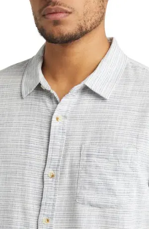 Marine Layer Stripe Short Sleeve Selvage Button-up Shirt