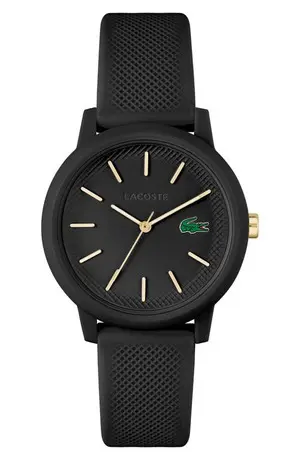 Lacoste 12.12 42mm Silicone Strap Watch - Black