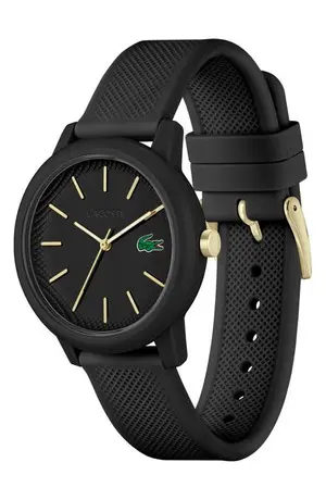 Lacoste 12.12 42mm Silicone Strap Watch - Black