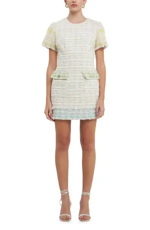 Endless Rose Colorblock Tweed Mini Dress