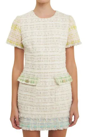 Endless Rose Colorblock Tweed Mini Dress