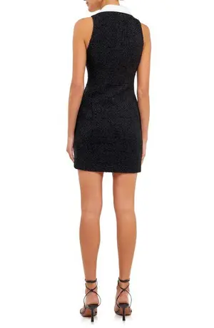 Endless Rose Contrast Collar Tweed Mini Dress
