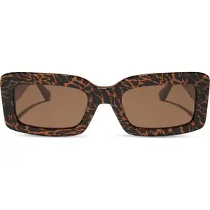 DIFF DIFF Indy 51mm Polarized Rectangle Sunglasses Animal/brown