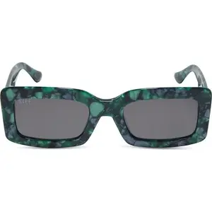DIFF DIFF Indy 51mm Polarized Rectangle Sunglasses Green Marble
