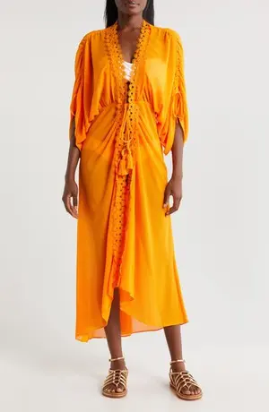 Ramy Brook Raelynn Lace Trim Cover-up Apricot
