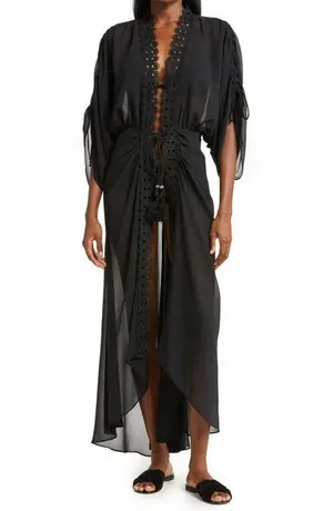 Ramy Brook Raelynn Lace Trim Cover-up - Black