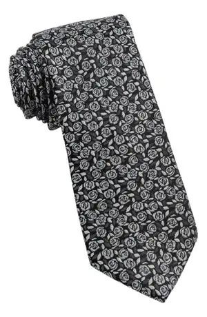 W.R.K Floral Silk Neck Tie - Charcoal