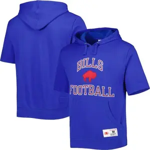 Mitchell & Ness Buffalo Bills Washed Short Sleeve Pullover Hoodie - Royal