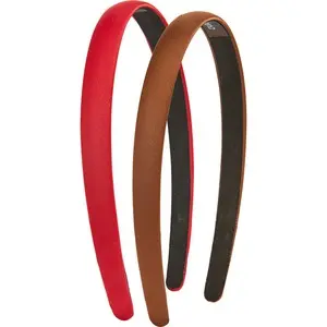 Tasha 2-pack Skinny Headbands - Chocolate Brown/cranberry Red