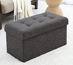 ORNAVO HOME Foldable Tufted Linen Storage Ottom N Bench - One-color