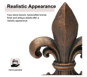 GLITZHOME 27' Bronzelike Standing Fleur-de-lis Arden Statue