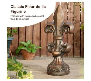 GLITZHOME 27' Bronzelike Standing Fleur-de-lis Arden Statue