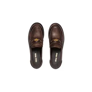 Miu Miu Vintage-effect Penny Loafers - Ebony