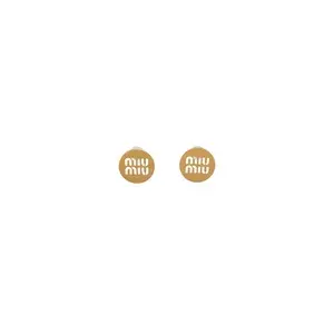 Miu Miu Logo Stud Earrings - Gold