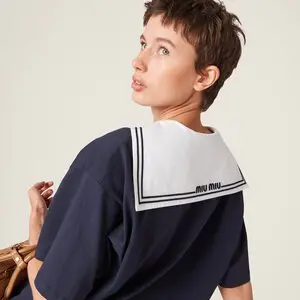 Miu Miu Cotton T-Shirt - Navy | Editorialist