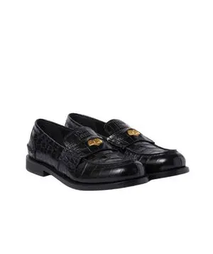 Miu Miu Croco-print Leather Penny Loafers