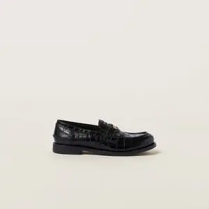 Miu Miu Croco-print Leather Penny Loafers