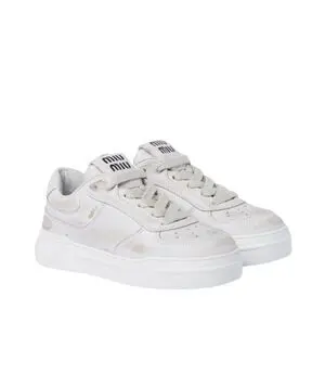 Miu Miu Bleached Leather Sneakers