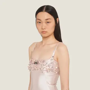 miu miu embroidered silk and wool midi-dress Miu Miu Embroidered Silk And Wool Dress - Opal