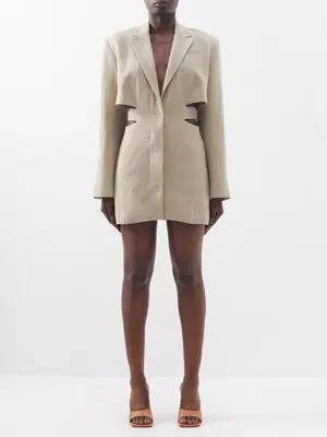 Jacquemus Jacquemus - Bari Cutout Linen Mini Dress - Womens - Beige - Beige
