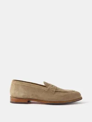Grenson Grenson - Lloyd Suede Penny Loafers - Mens - Light Brown - Light Brown