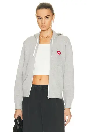 Play Comme Des Garcon Invader Hooded Sweatshirt - Grey