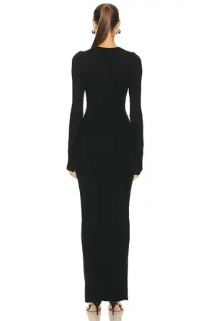 Eterne Long Sleeve Crewneck Maxi Dress - Black