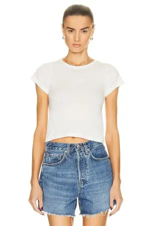 Eterne Short Sleeve Baby Tee In Taupe - Ivory