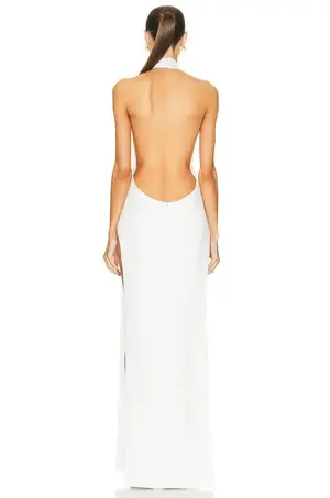 Monot High Slit Halter Dress In White - 47% Off | Editorialist