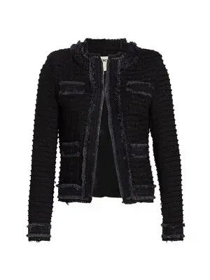 L'Agence Women's Agnes Tweed & Denim Jacket - Black Wash  - Black Wash