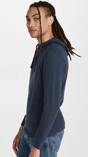 Faherty Brand Slubbed Jersey Hoodie - Blue Nights