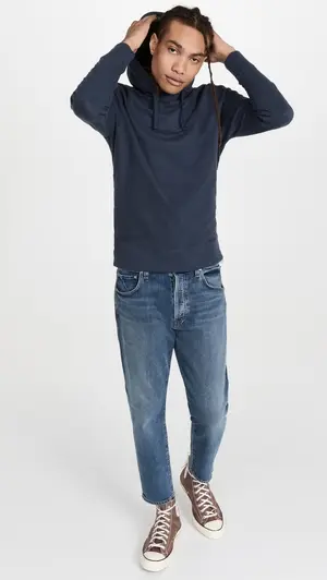 Faherty Brand Slubbed Jersey Hoodie - Blue Nights