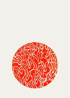 HUNT SLONEM Rabbit Run Round Lacquer Placemat, Orange No Color