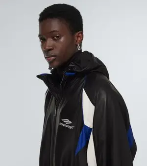 Balenciaga Leather Hooded Jacket