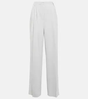 Dries Van Noten Pleated Wide Leg Trousers - Grey
