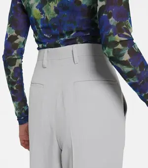 Dries Van Noten Pleated Wide Leg Trousers - Grey