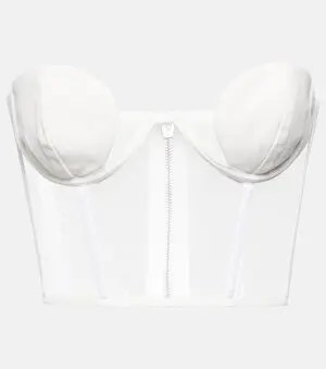NENSI DOJAKA Bridal Tulle-paneled Crêpe Bustier - White
