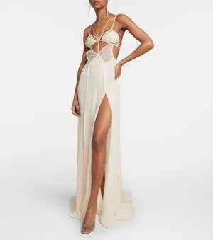 NENSI DOJAKA Bridal Cutout Silk Gown