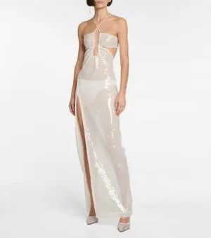 NENSI DOJAKA Bridal Sequined Tulle Gown