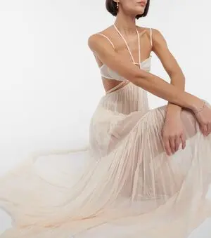 NENSI DOJAKA Bridal Silk Chiffon Gown - White