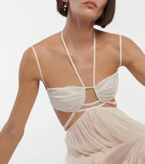 NENSI DOJAKA Bridal Silk Chiffon Gown - White